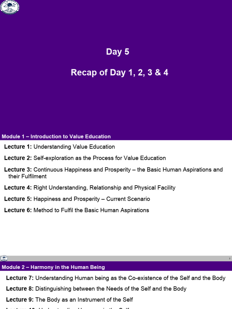 UHV II D5 S1 Recap | PDF | Psychological Concepts | Behavioural Sciences