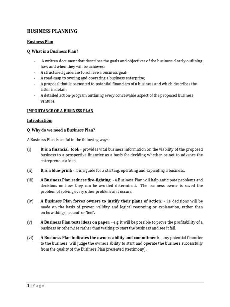 Business Plan Intro Notes | PDF | Business Plan | Business