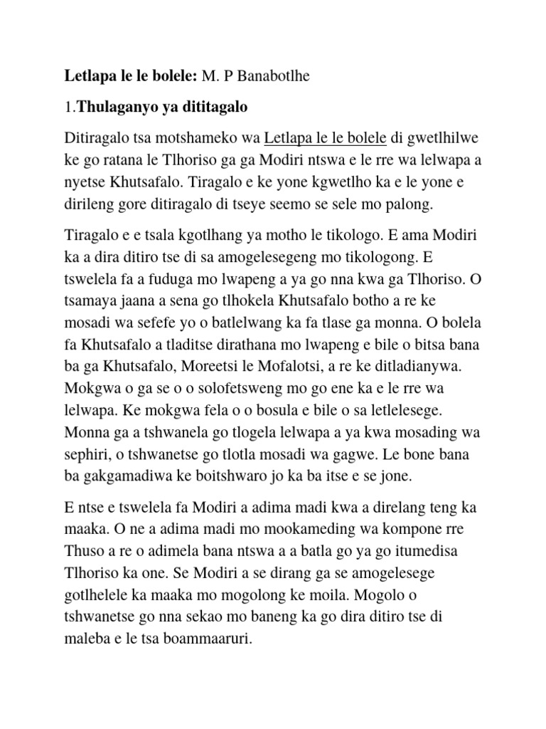 Dikarabo Tsa Buka Ya - Letlapa Le Le Bolele-1 | PDF | Languages Of ...