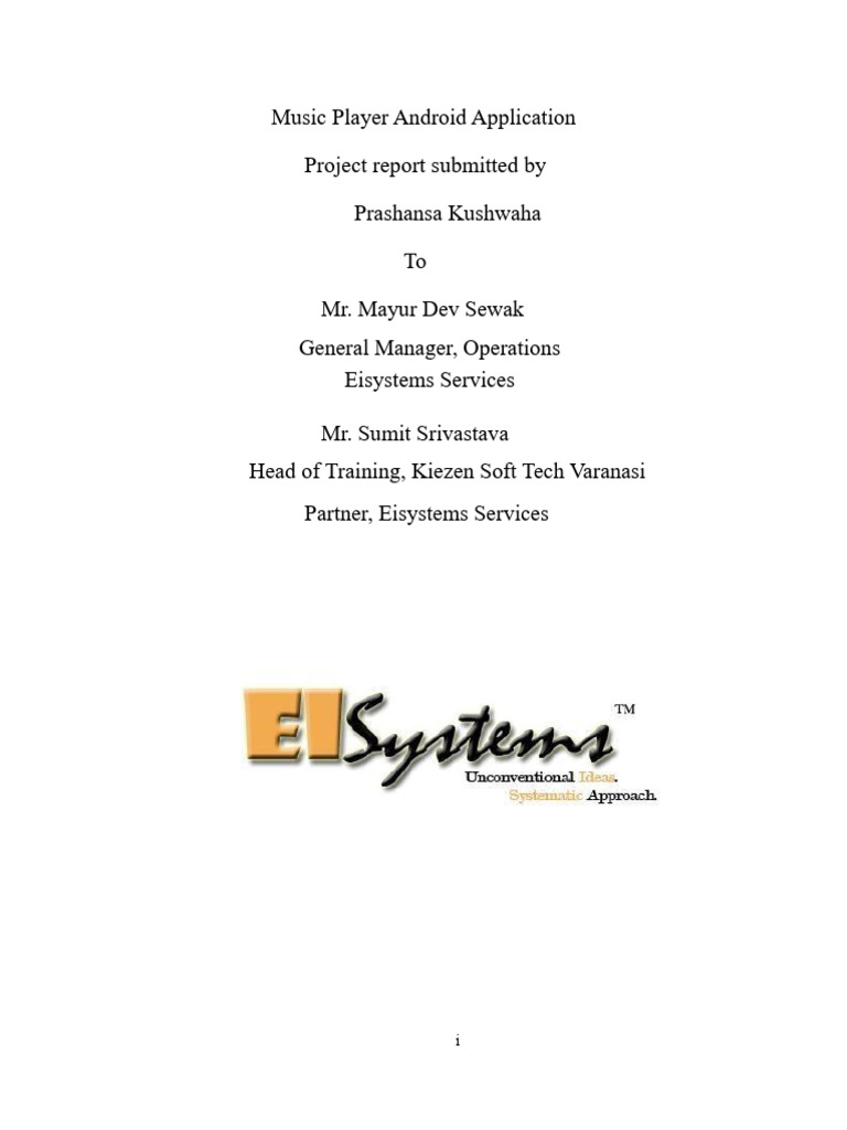 Music Player App Project Report | PDF | Software Development Kit | Android (Operating System)