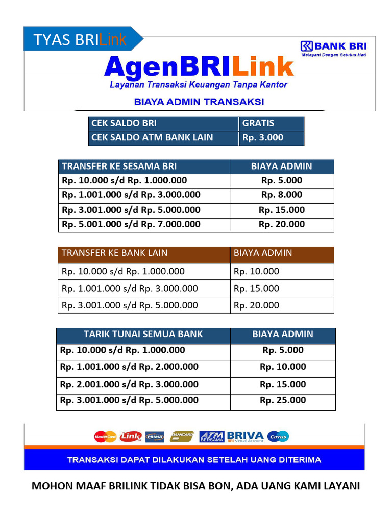 Daftar Admin Brilink | PDF