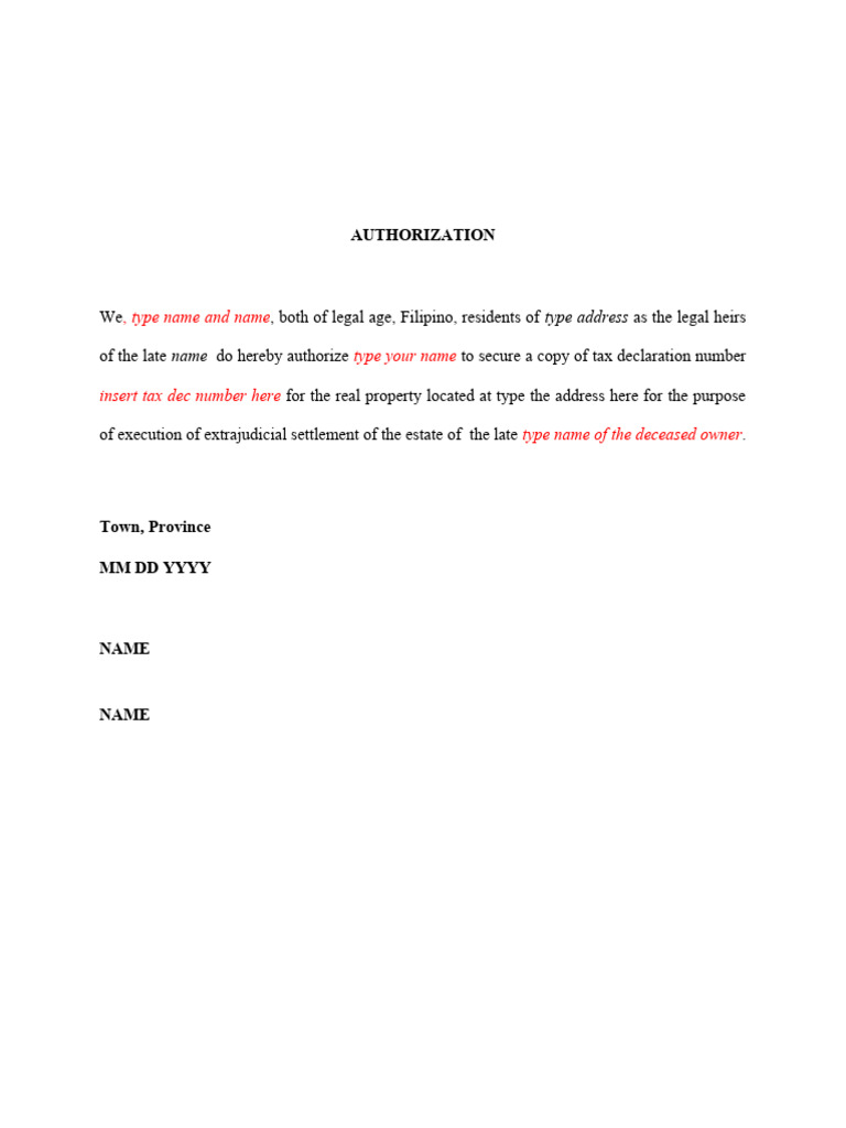 Authorization for Tax Declaration Copy | PDF