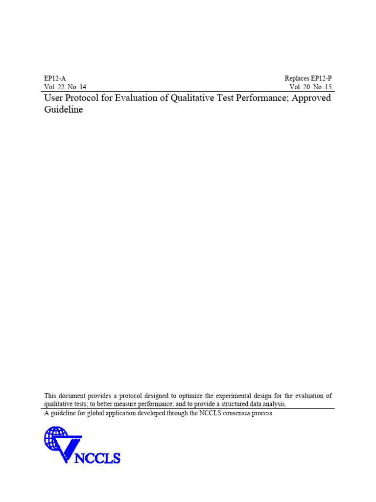 User Protocol For Evaluation of Qualitative Test Performance Approved ...