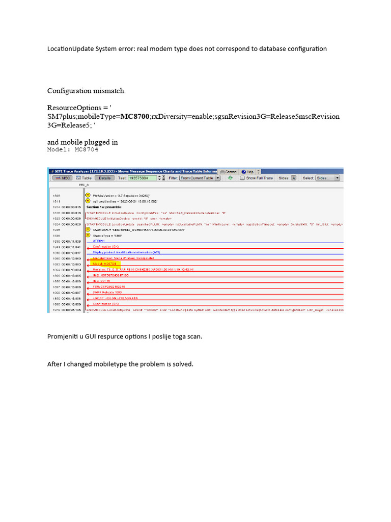 Real Modem Type Does Not Correspond To Database Configuration | PDF | Computers | Technology ...