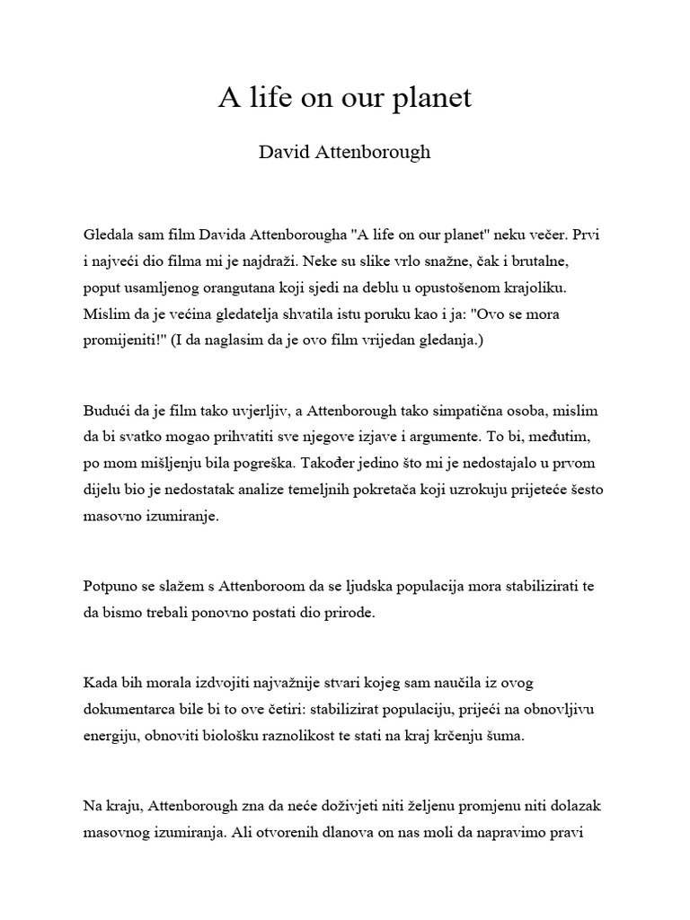 A Life On Our Planet | PDF