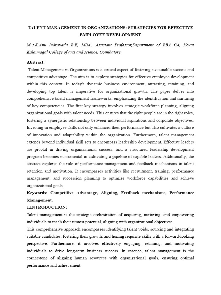 Effective Talent Management Strategies | PDF | Talent Management ...