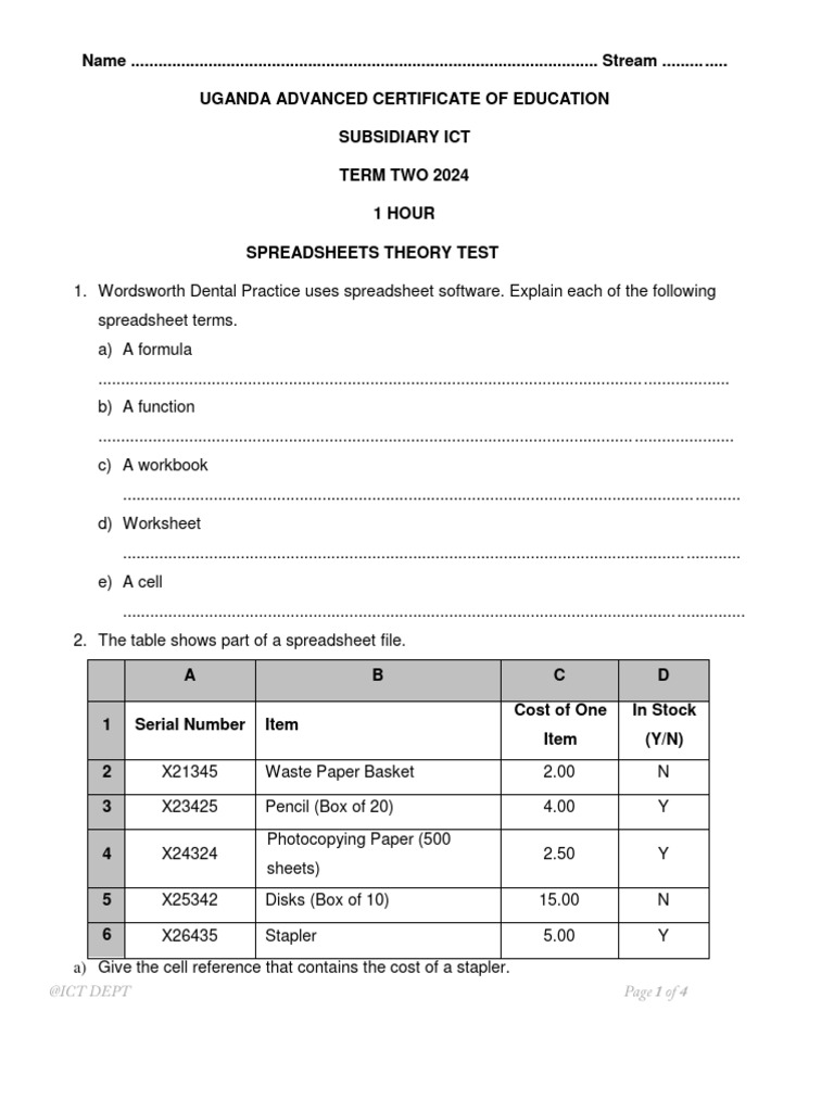 Spreadsheet Test | Download Free PDF | Spreadsheet | Computing