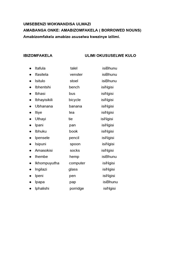 Amabizomfakela Nezinyanga Zonyaka | PDF | Language Arts & Discipline ...
