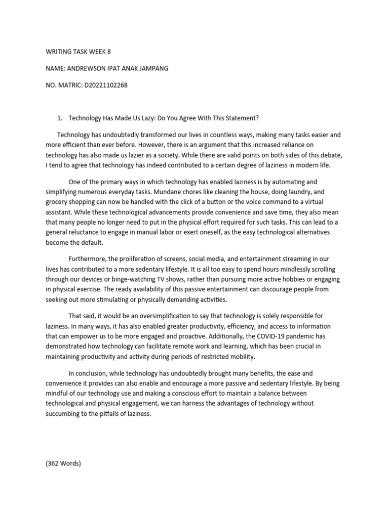 WRITING TASK WEEK 8 | PDF