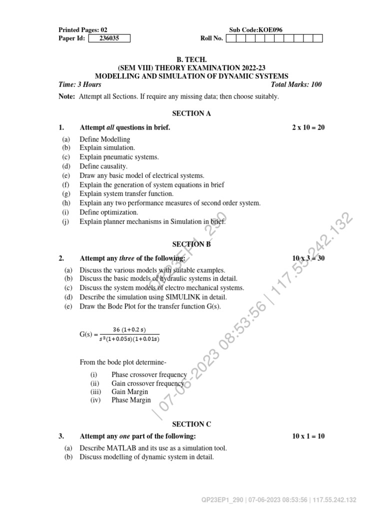 Modelling And Simulation Of Dynamic Systems Koe 096 Pdf Simulation