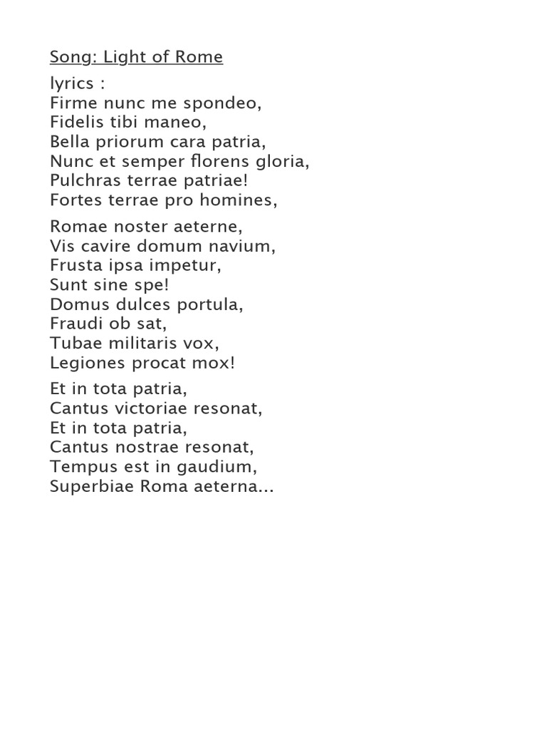 Light of Rome Lyrics | PDF