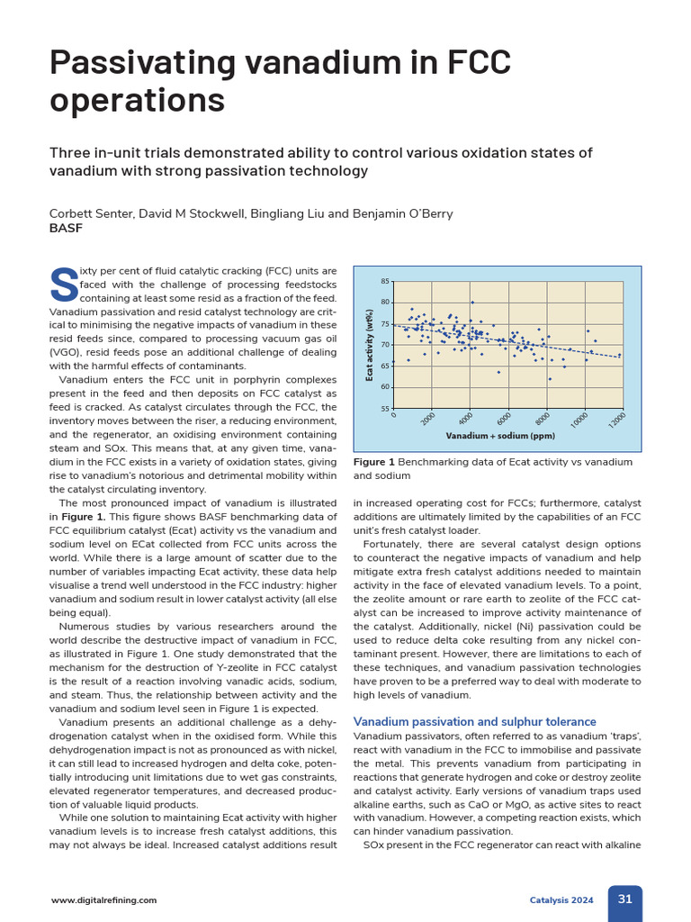 Passivating Vanadium in FCC Operations | PDF | Catalysis | Zeolite