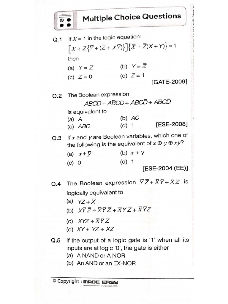 Digital CS Ch-2 Boolean Algebra and Logic Gates | PDF