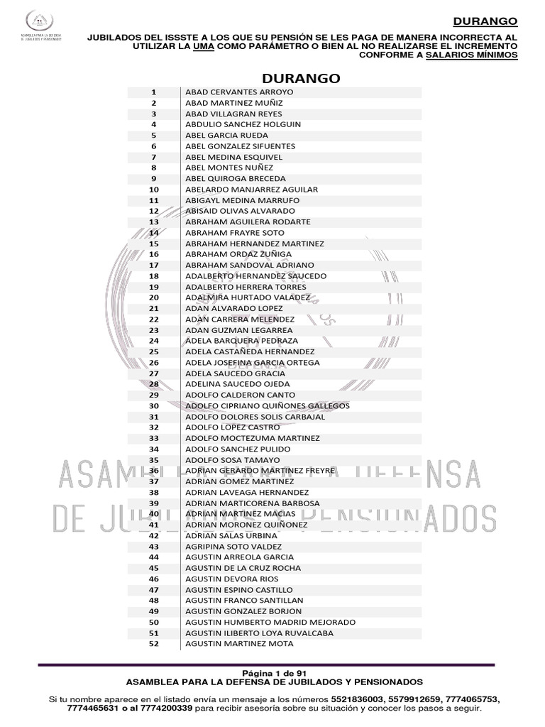 Listado Durango | PDF