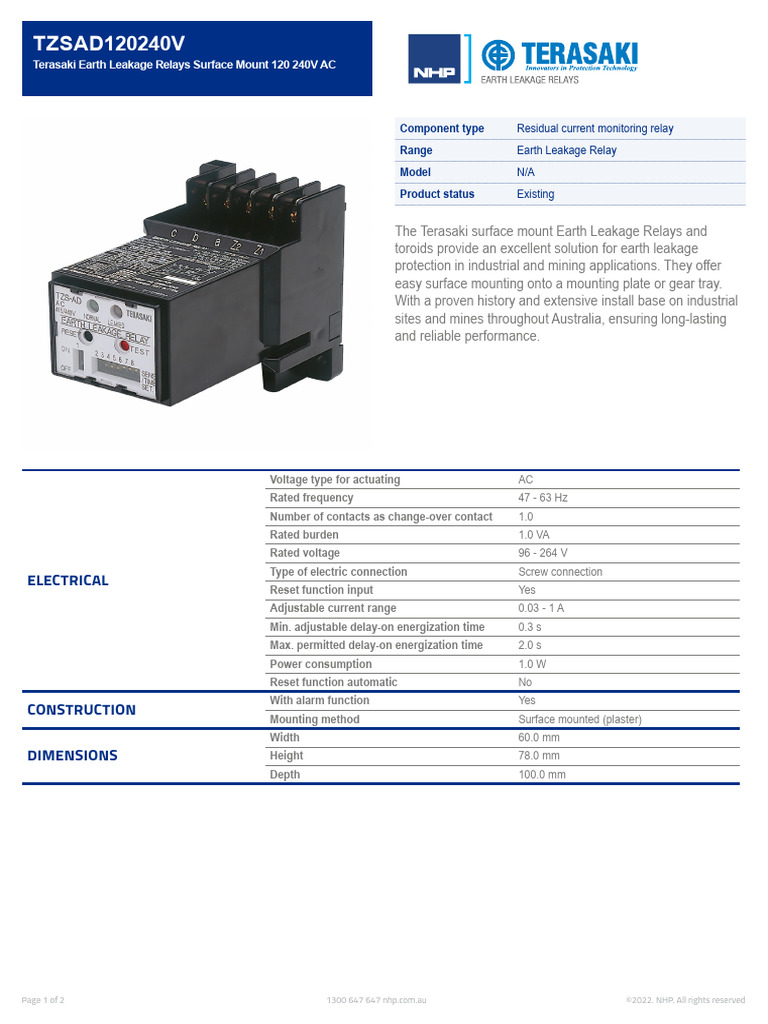 TZSAD120240V AU Relays Surface Mount Datasheet | PDF | Relay | Mains ...