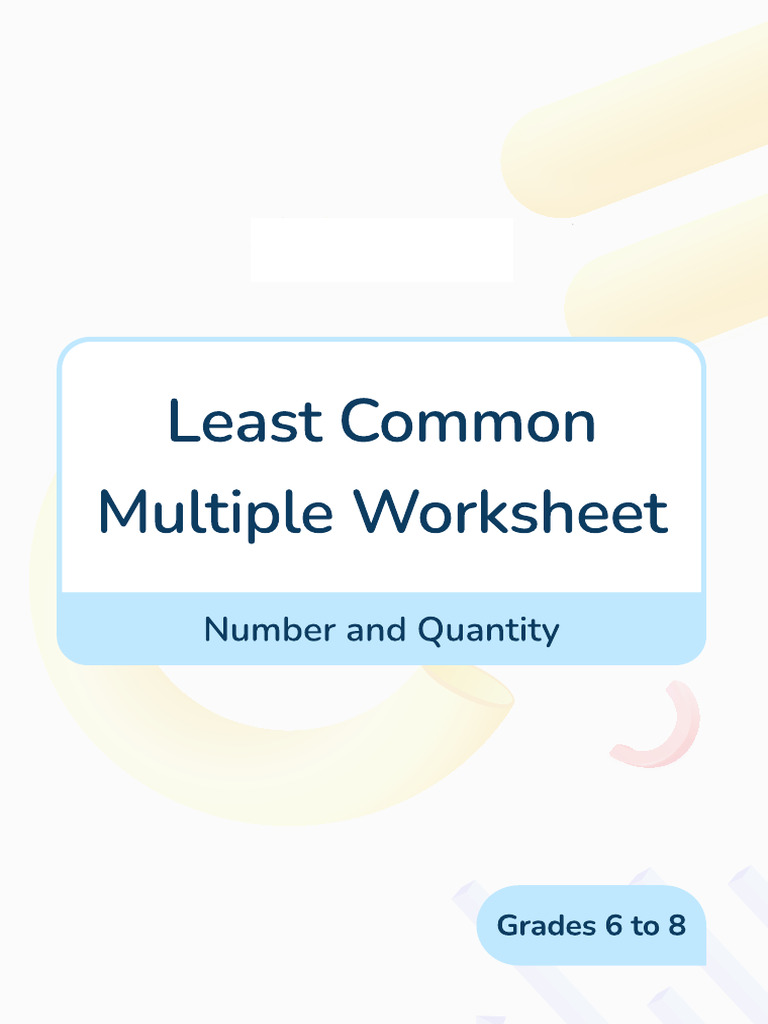 Least Common Multiple Worksheet 6-8 | PDF
