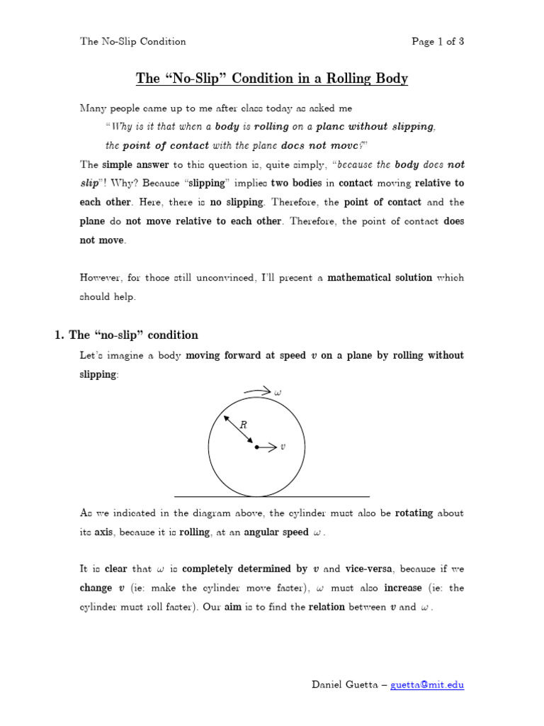 Understanding the No-Slip Condition | PDF | Velocity | Rotation