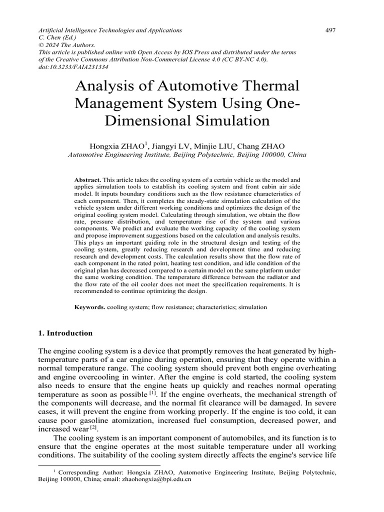 Analysis of Automotive Thermal Management System U | PDF | Fluid ...