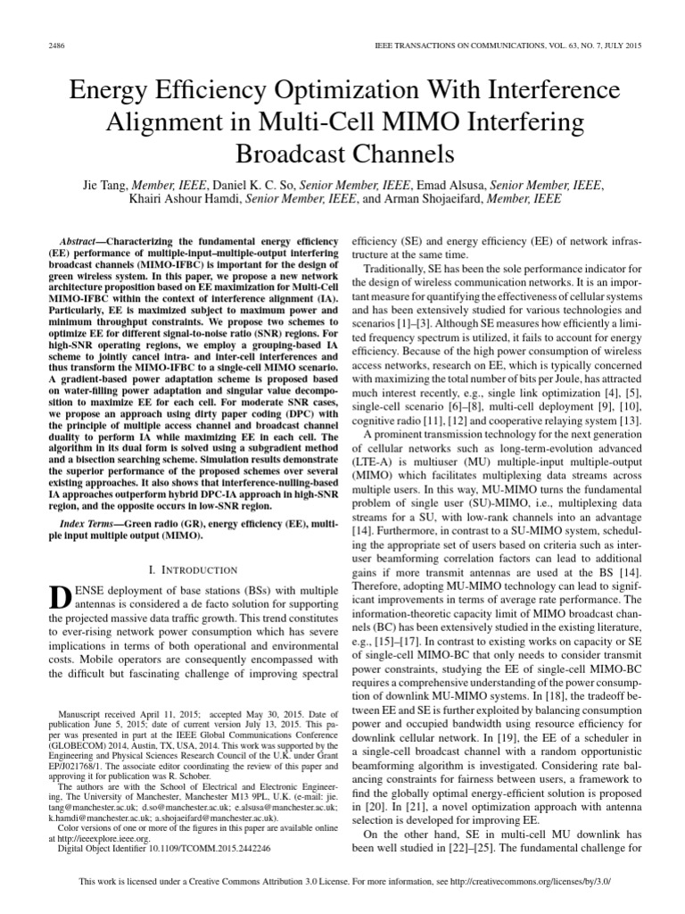 Energy Efficiency Optimization With Interference (2) | PDF | Mimo | Duplex (Telecommunications)