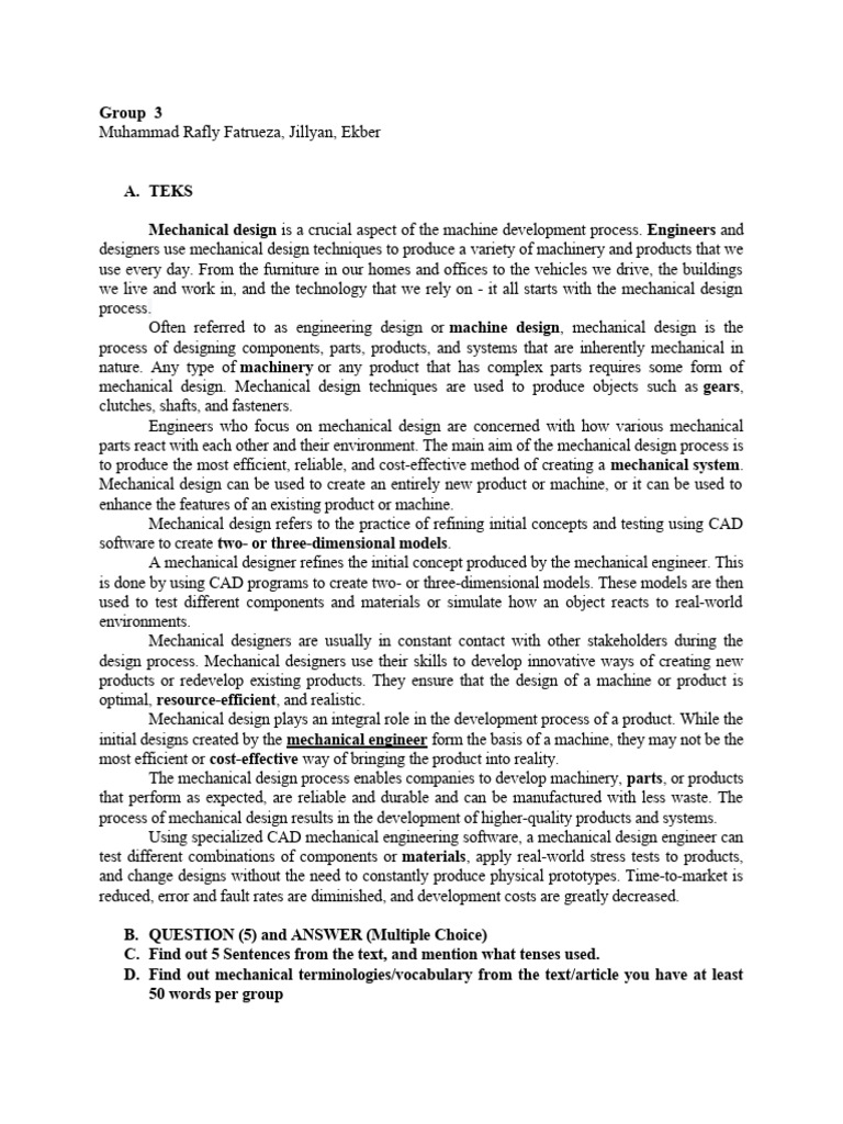 Teks Group 3 | PDF | Mechanical Engineering | Machines