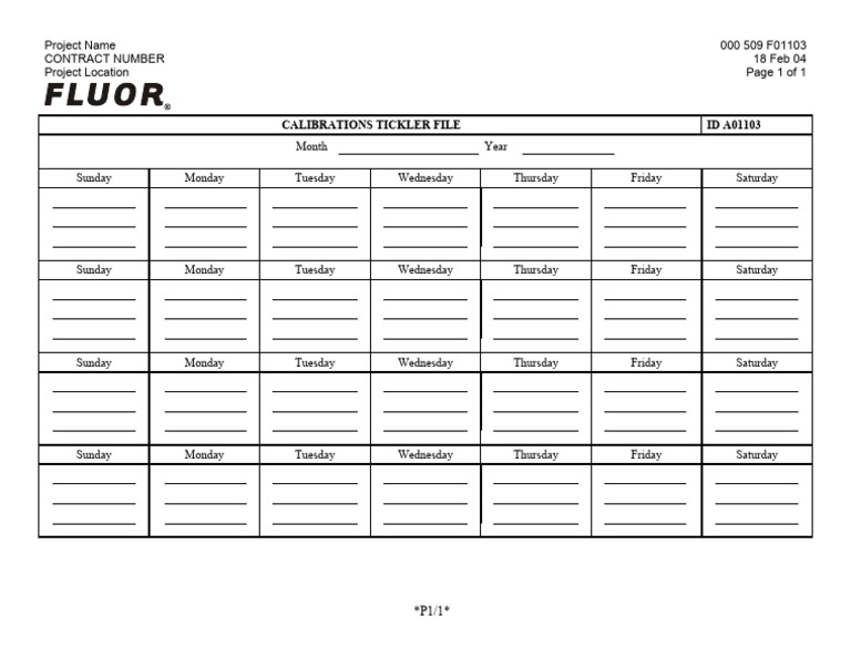 F01103 Cal Tickler File | PDF