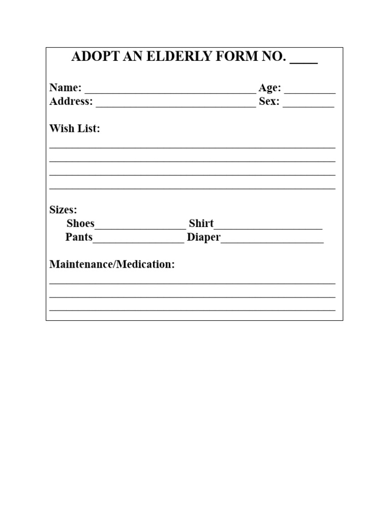 Adopt An Elderly Form No | PDF | Career & Growth | Sports & Recreation