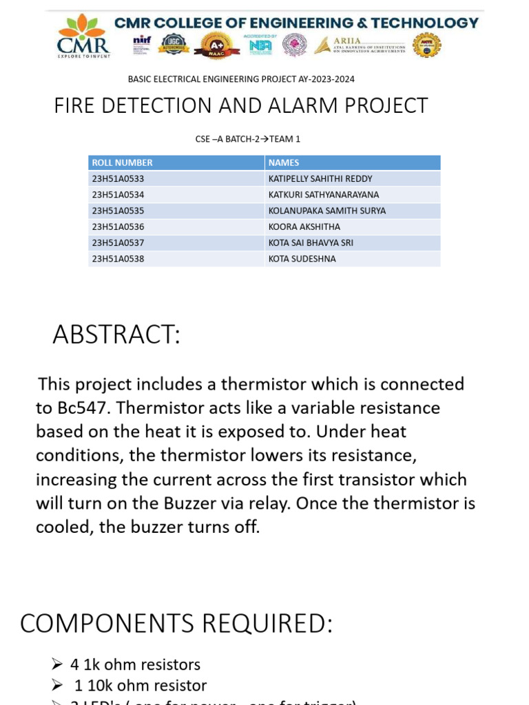 Bee Batch 2 Team 1 Fire Detection and Alarm Project | Download Free PDF ...