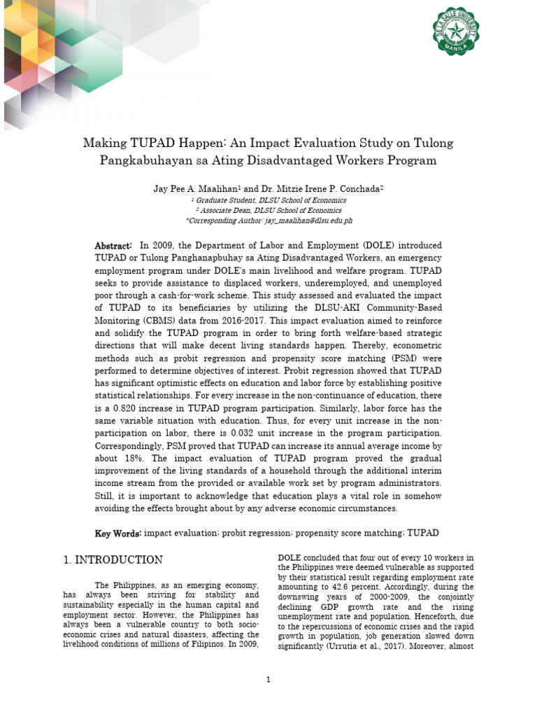 Making Tupad Happen | PDF | Economic Growth | Employment