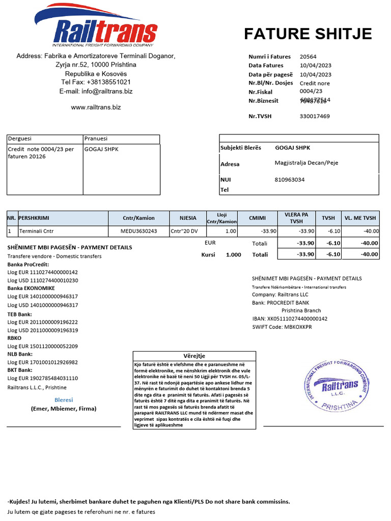 Fature Shitje: Bleresi | PDF