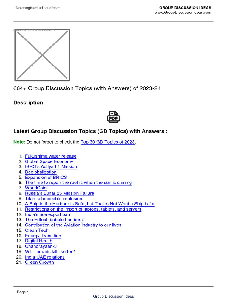 Latest Group Discussion Topics 2023-24 | PDF | Poverty & Homelessness ...