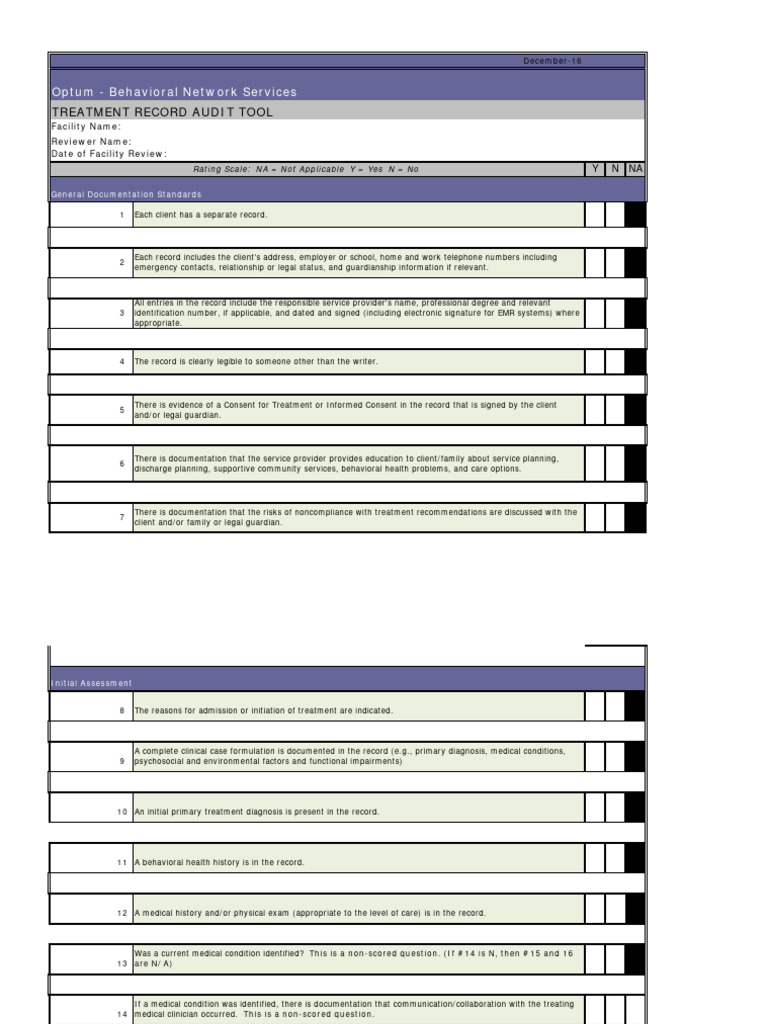 Insurance MH Treatment Record Review Tool | PDF | Substance Abuse ...