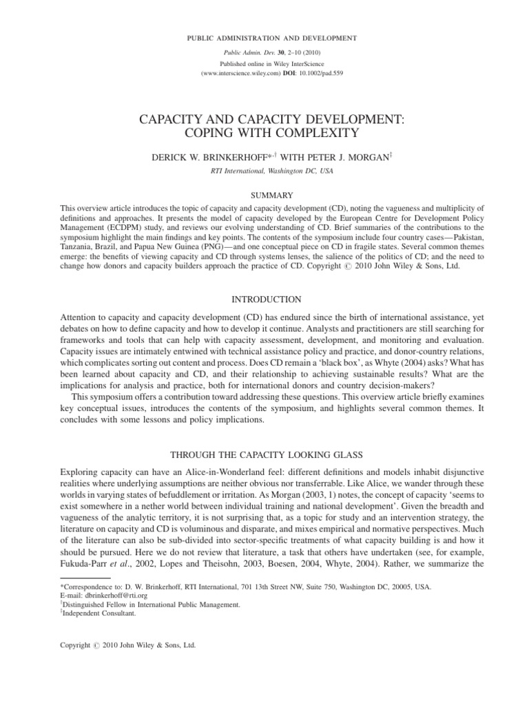 Brinkerhoff 2010 | PDF | System | Governance