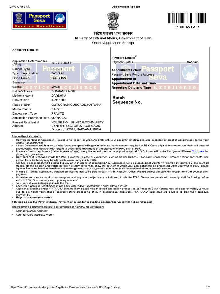 Appointment Reciept22 | Download Free PDF | Identity Document | Passport