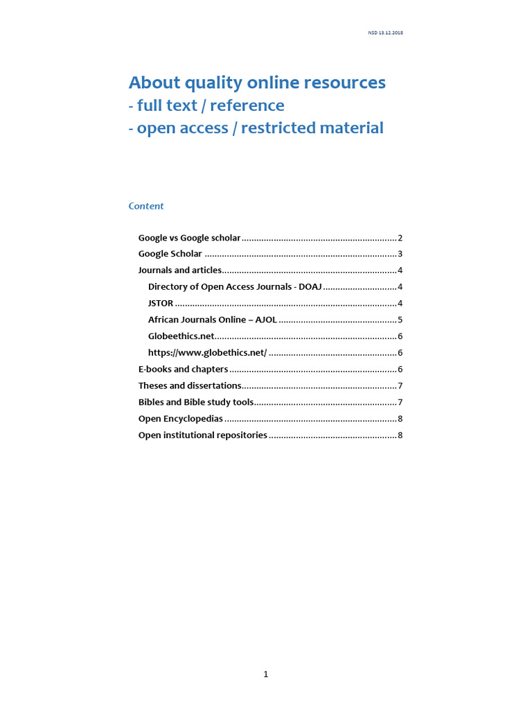 Quality Online Academic Resources Guide | PDF | Academic Journal ...