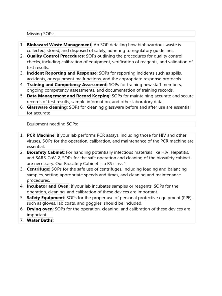 Missing SOPs | PDF