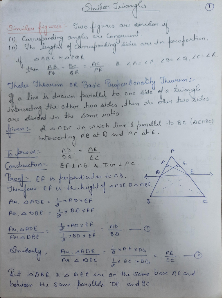 Class 10 Triangles Pdf