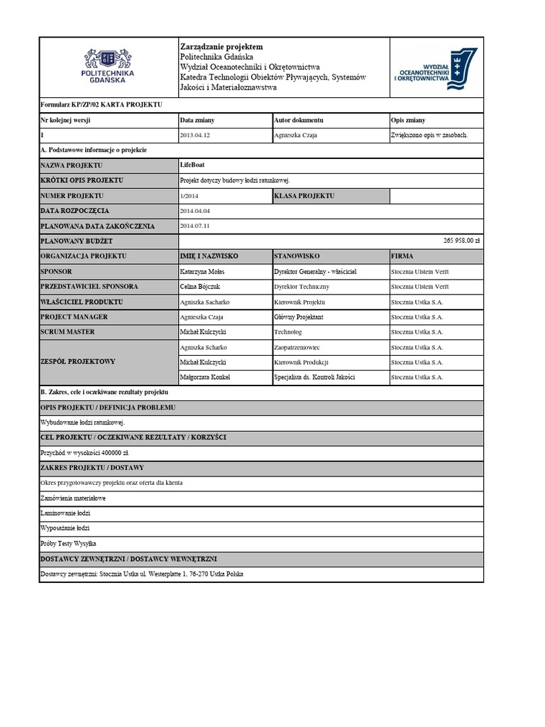 02 Karta Projektu | PDF