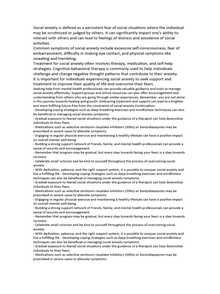 Overcoming Social Anxiety: Strategies & Support | PDF | Social Anxiety Disorder | Anxiety