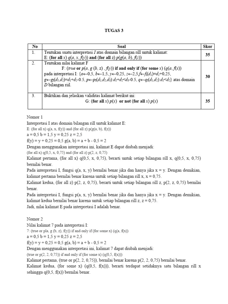 Format Naskah Tugas 3 MK Logika Informatika | PDF | Sains & Matematika ...