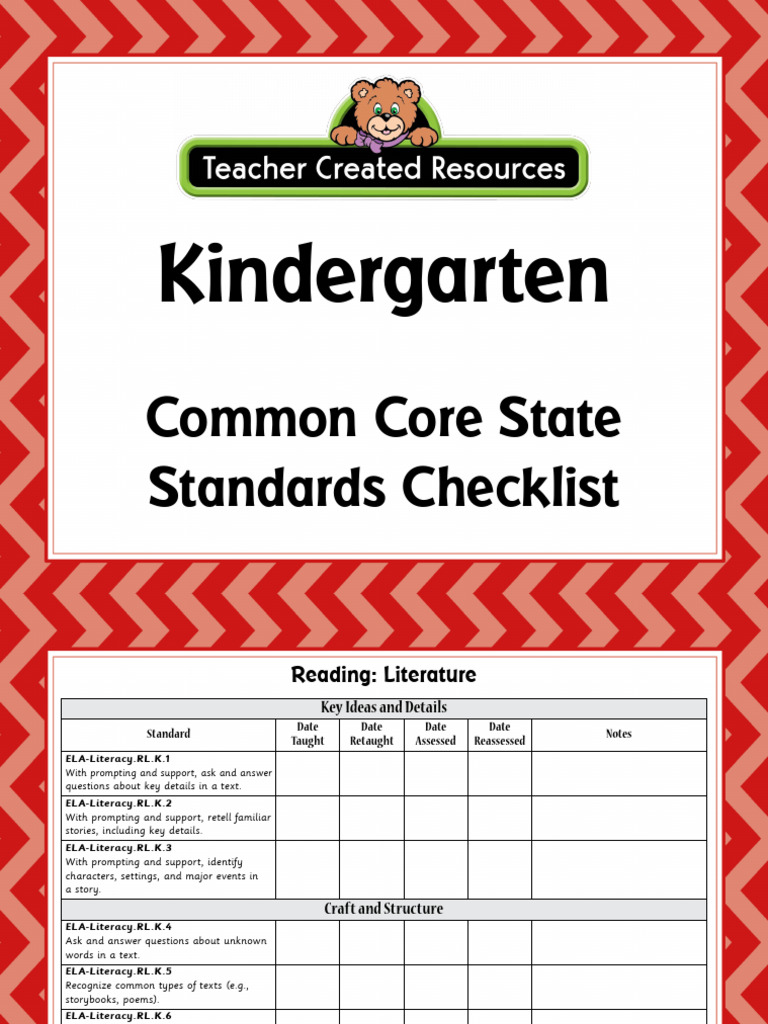 TCR CCSS Checklist Grade 0 | PDF | Shape | Syllable
