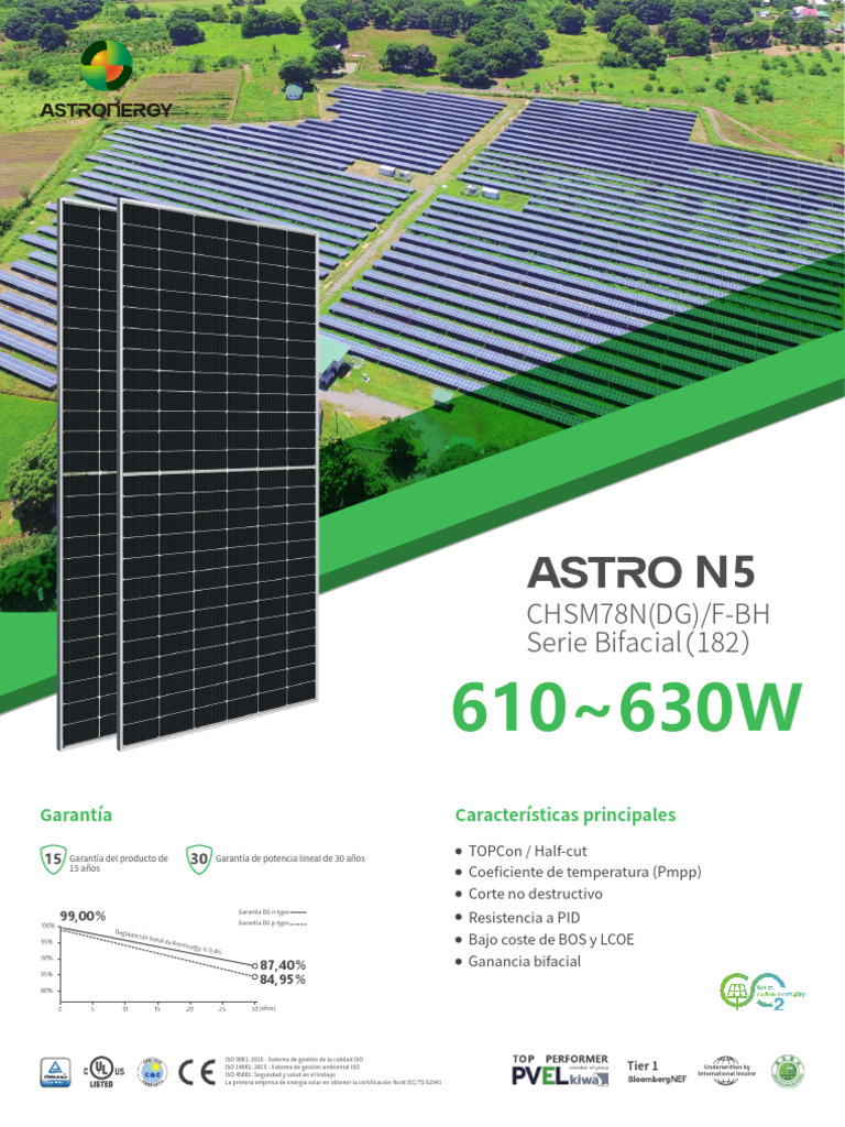 ASTRO N5 610 630W 182-78 Módulo Bifacial | PDF | Electricidad