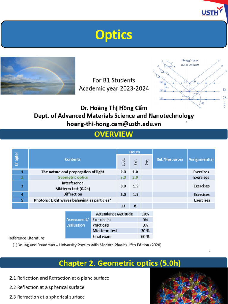 USTH FundPhysII Optics B1 HoangThiHongCam BI14 C2 P1 | PDF | Optics | Refraction