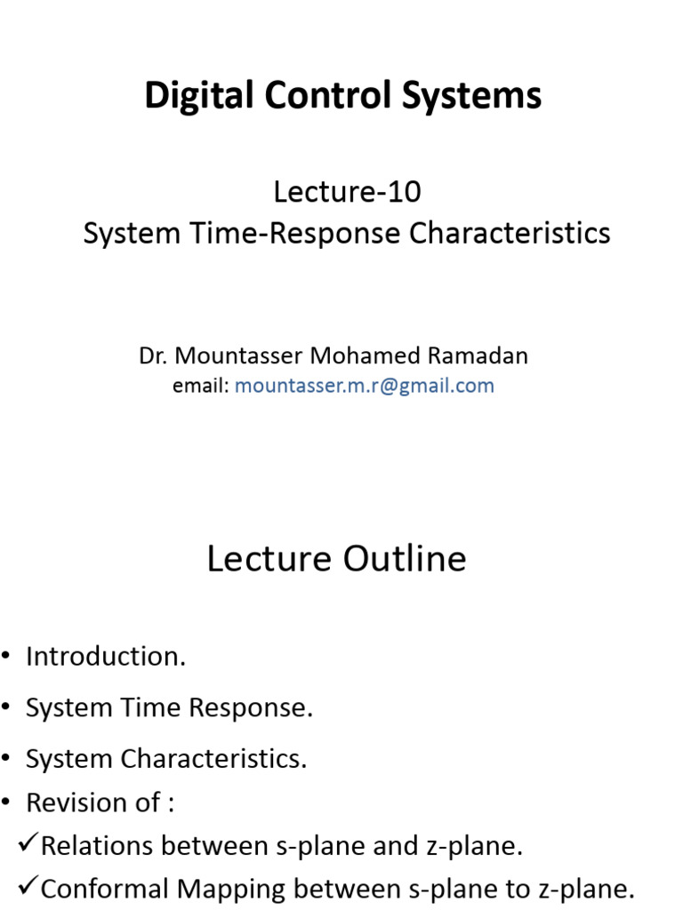 Lecture - 10 - System Time-Response Characteristics | PDF | Algorithms | Functions And Mappings