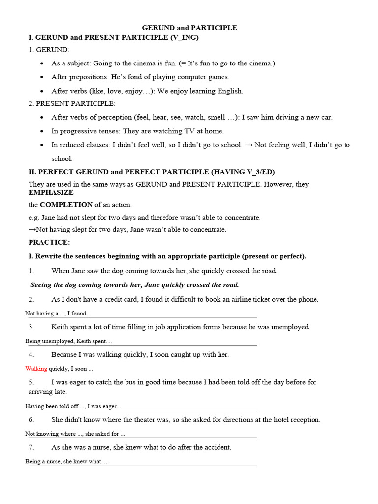 Gerund and Participle | PDF | Language Mechanics | Syntax