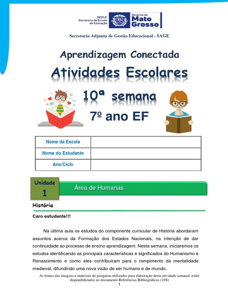 Atividade Escolar 7°ano 10 Semana EF | PDF | Agricultura | Vacinas