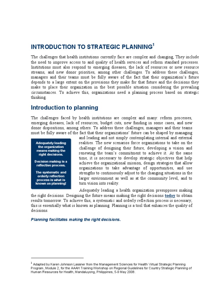 Intro To Strategic Planning | PDF | Strategic Management | Strategic ...