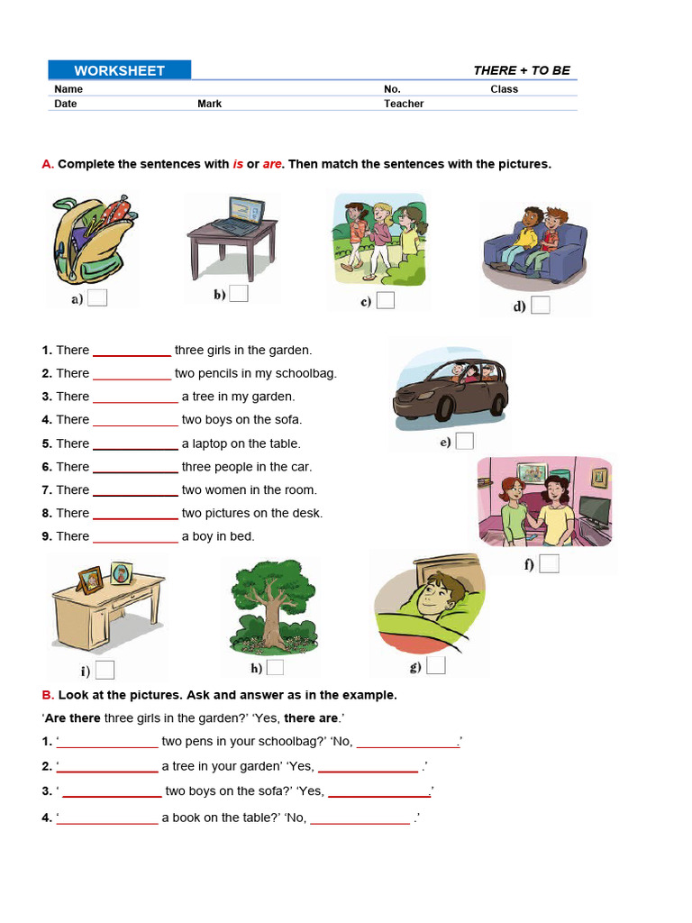 Worksheet on "There" and "To Be" | PDF