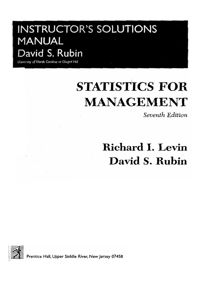 Statistics For Management 7 Ed by Richard S Levin Solution Manual | PDF