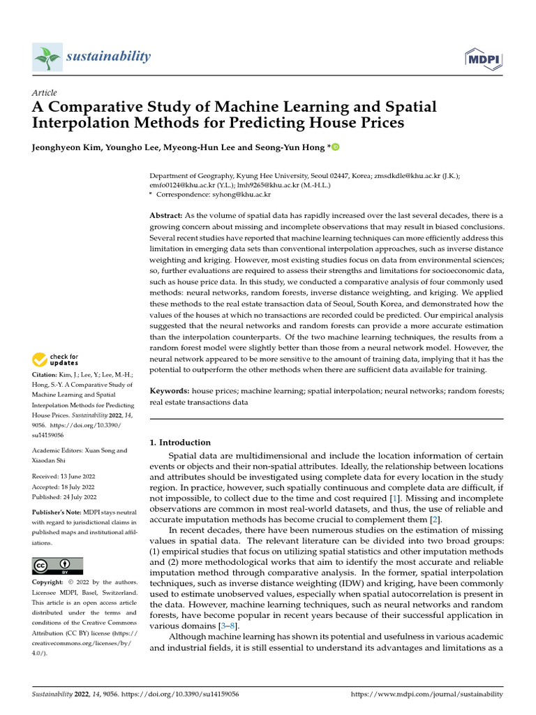 A Comparative Study of Machine Learning and Spatial Interpolation Methods For Predicting House ...