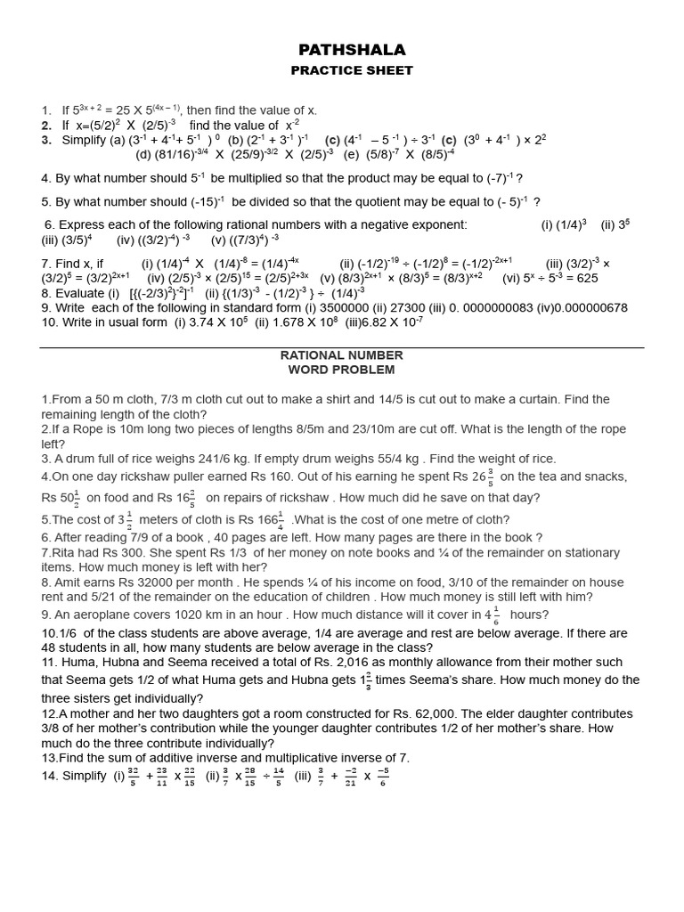 Exponents and Rational Number | PDF | Mathematics | Arithmetic